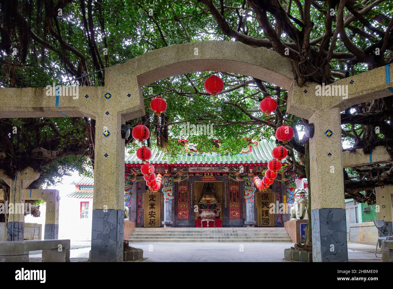 Penghu, Taiwan, JUN 15 2012 - Exterior view of the Baoan Temple in ...