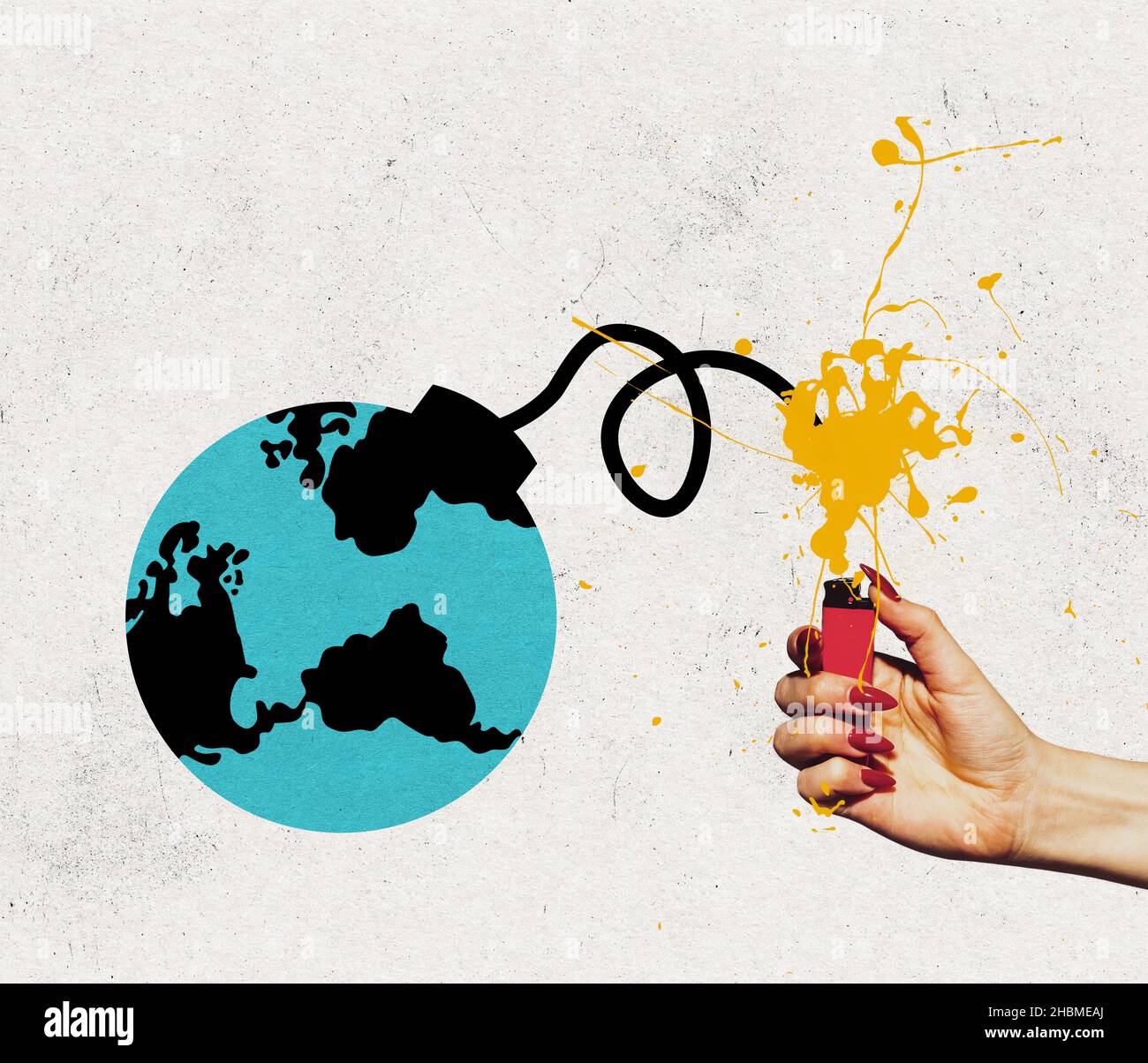 Contemporary art collage. Idea, inspiration, environment, care, global ...