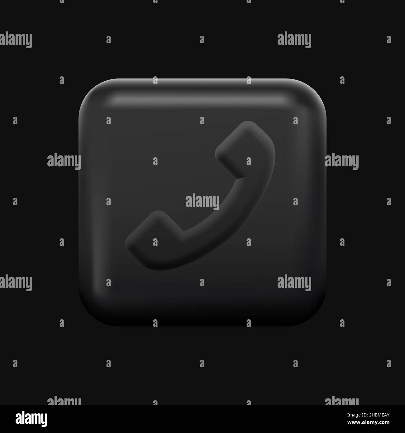 Dark Call Icon. 3D Isolated Phone Button on Black Background. Vector ...