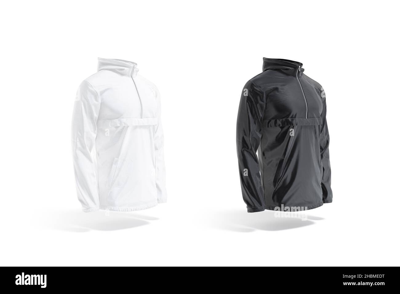 Blank black and white windbreaker mockup, side view Stock Photo - Alamy