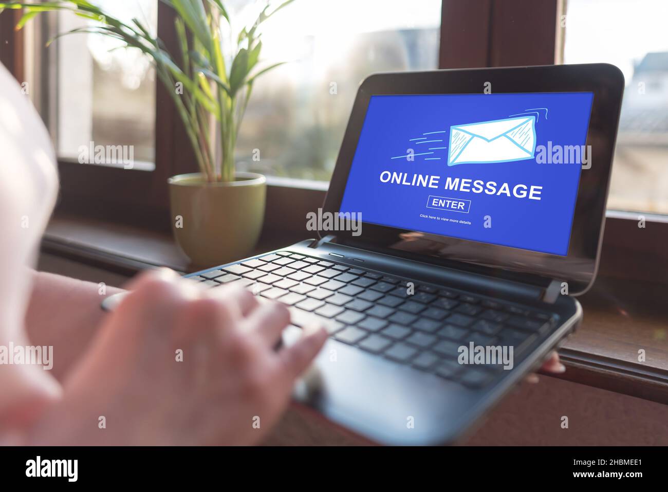 Laptop screen displaying an online message concept Stock Photo - Alamy