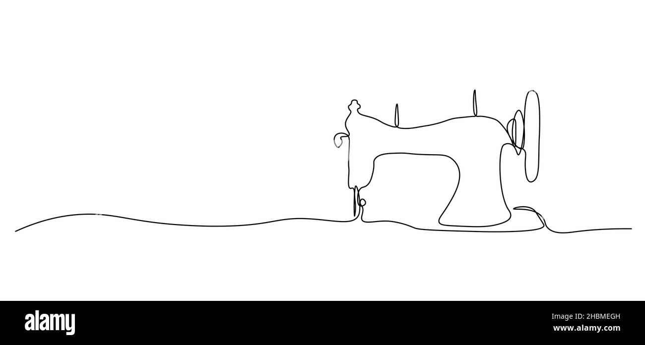 Sewing machine. Sewing Machine day. Solid line. Vector illustration ...