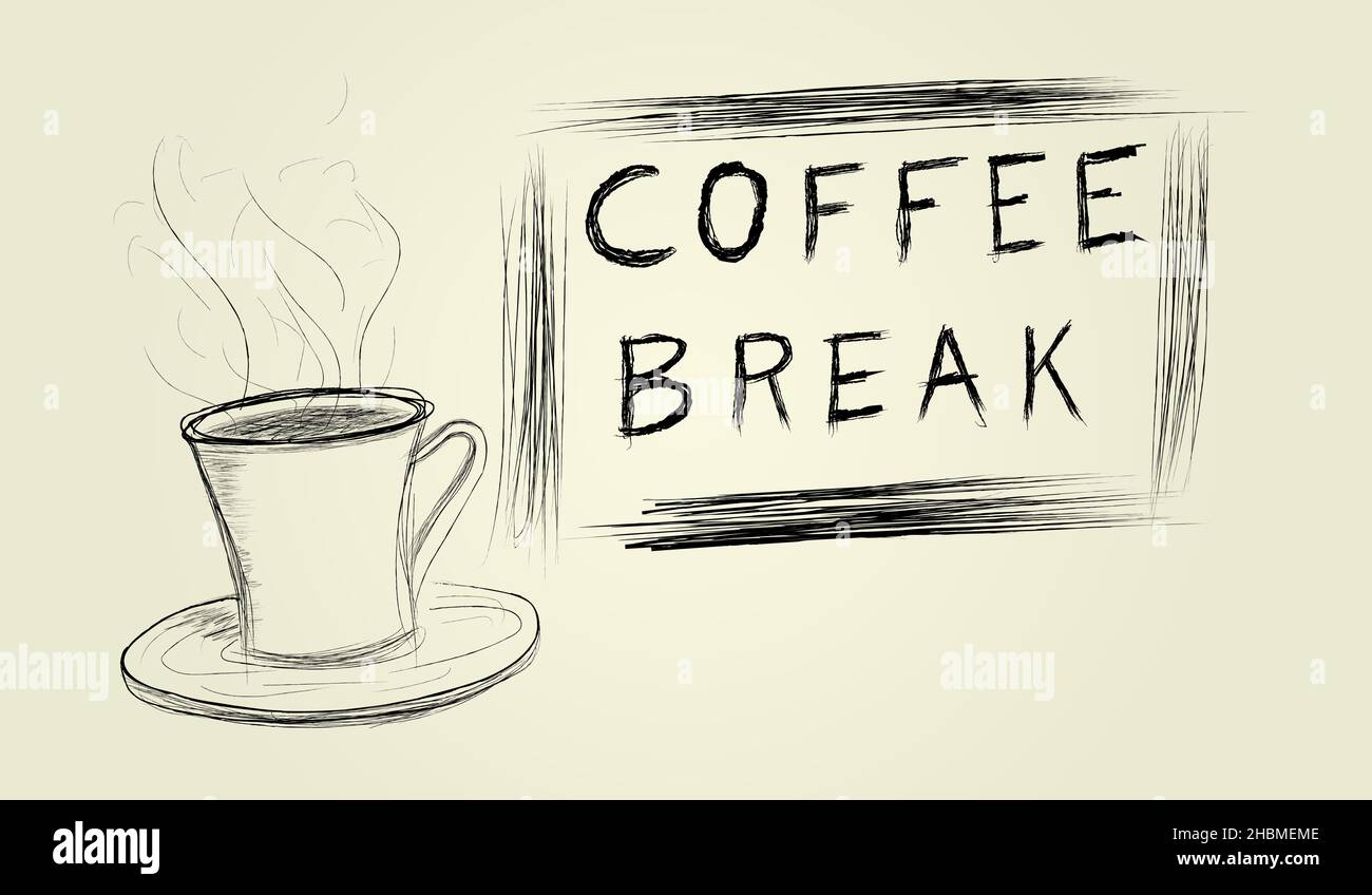Illustration of a coffee break concept Stock Photo - Alamy
