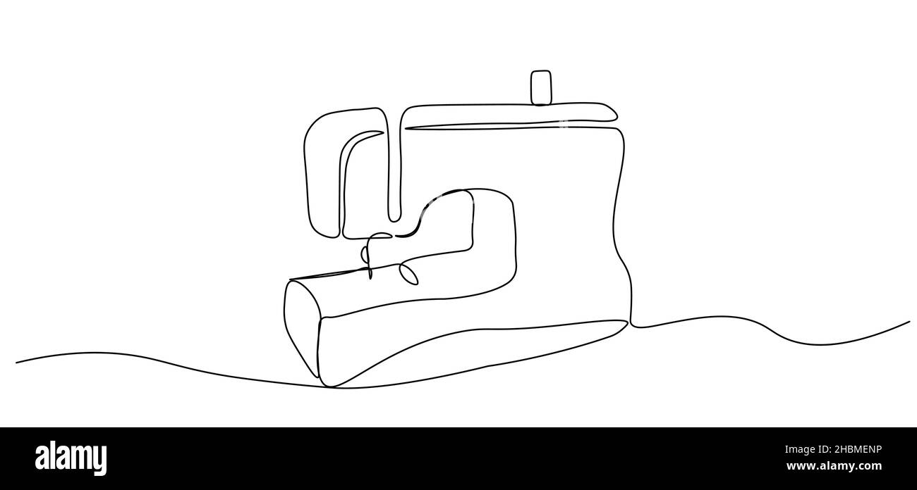 Sewing machine. Sewing Machine day. Solid line. Vector illustration ...