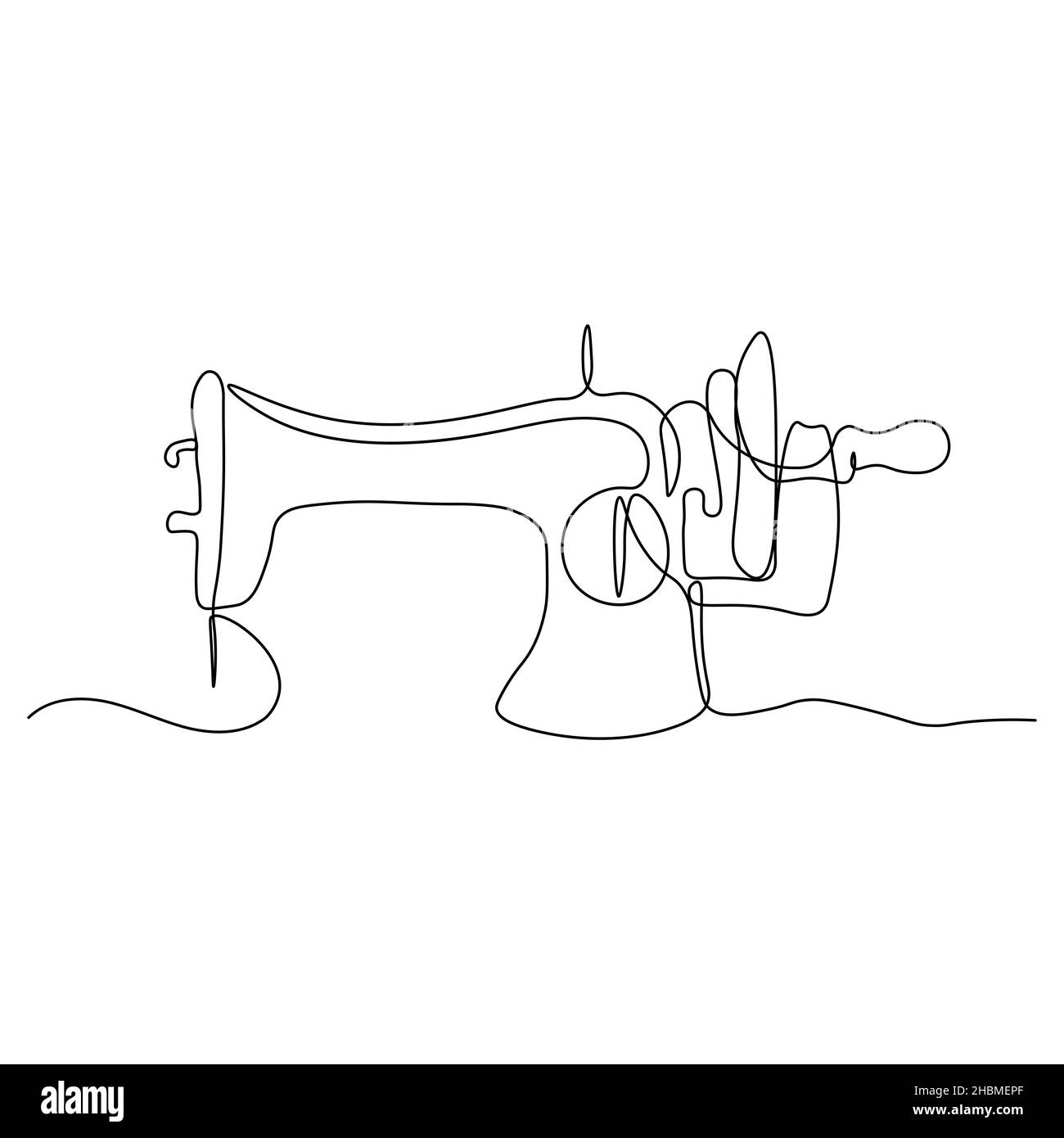Sewing machine. Sewing Machine day. Solid line. Vector illustration ...