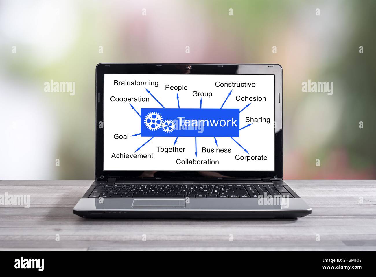 Teamwork concept shown on a laptop screen Stock Photo - Alamy