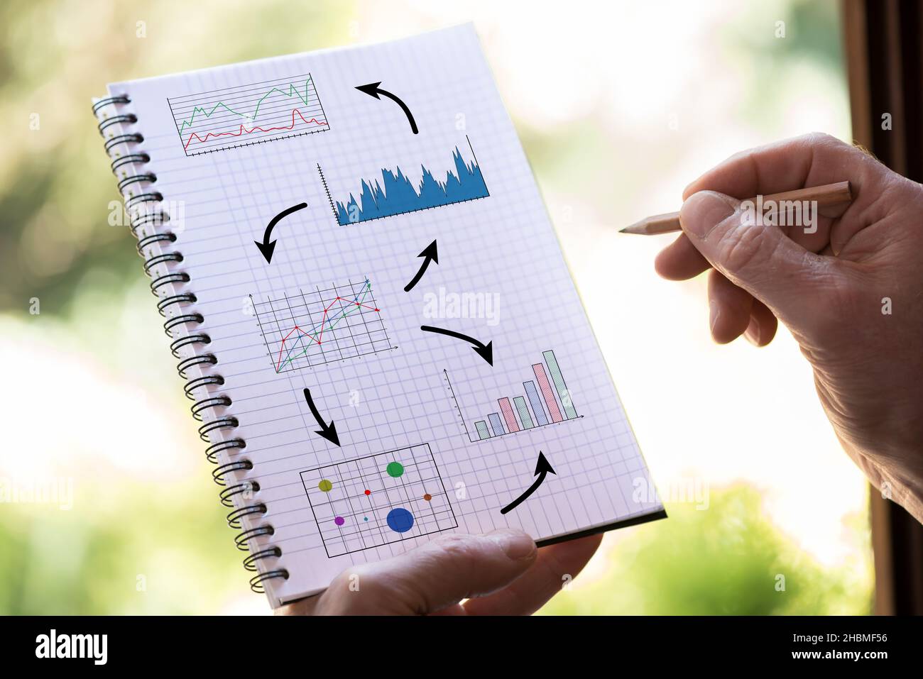 Hand drawing business statistics data graphs hi-res stock photography ...