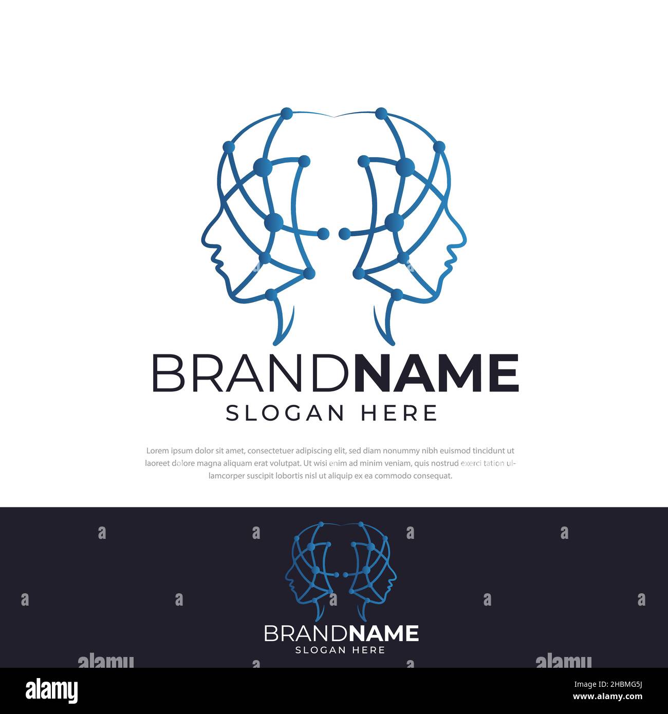 Two human heads network technology logo design, symbol, illustration ...