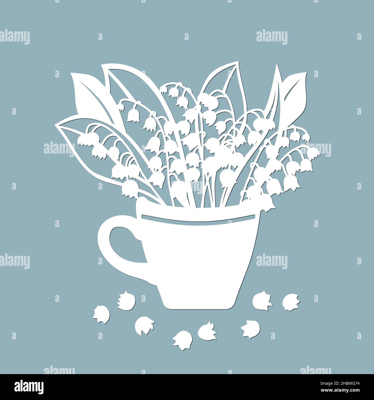 Iilies of the valley in a cup. Template for laser cutting and Plotter ...