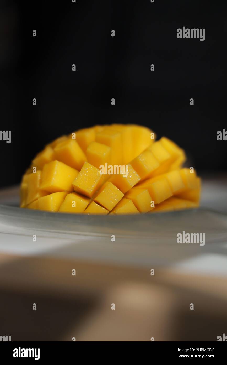 A closeup shot of cut mango Stock Photo - Alamy