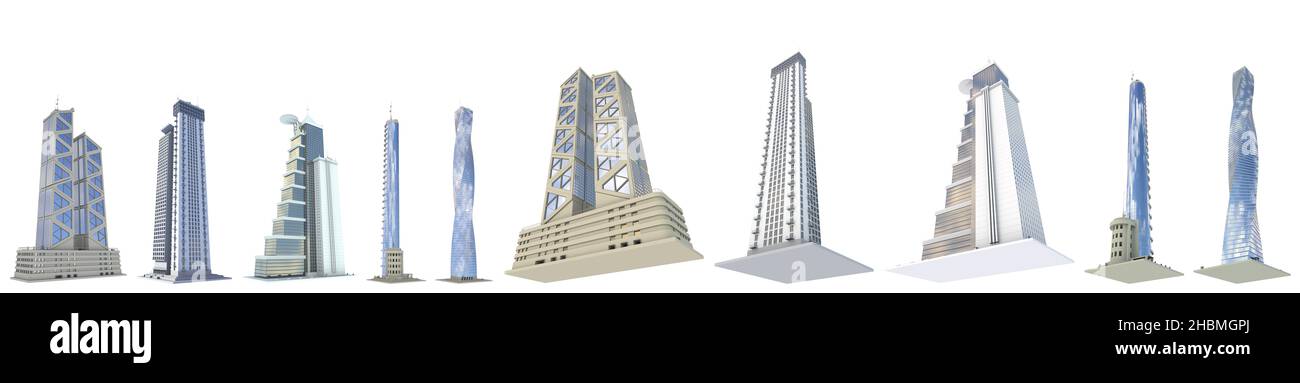 10 side view fine detailed renders of fictional design abstract ...