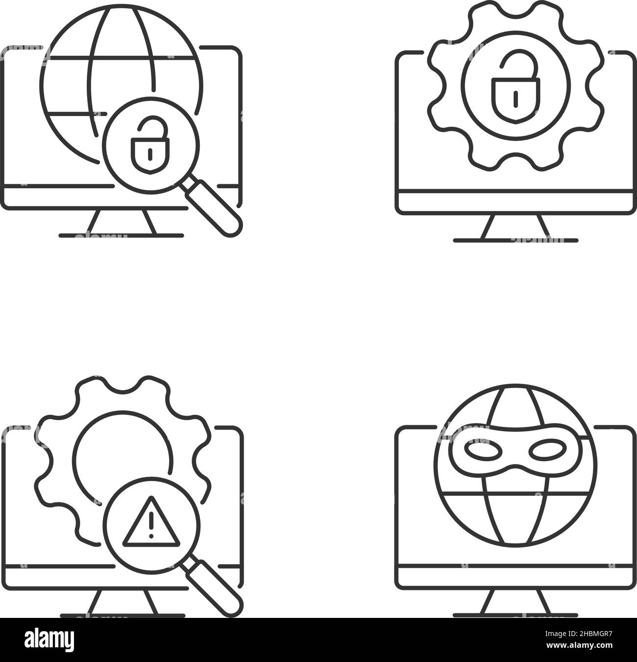 Illegal Activities Detection Linear Icons Set Stock Vector Image And Art