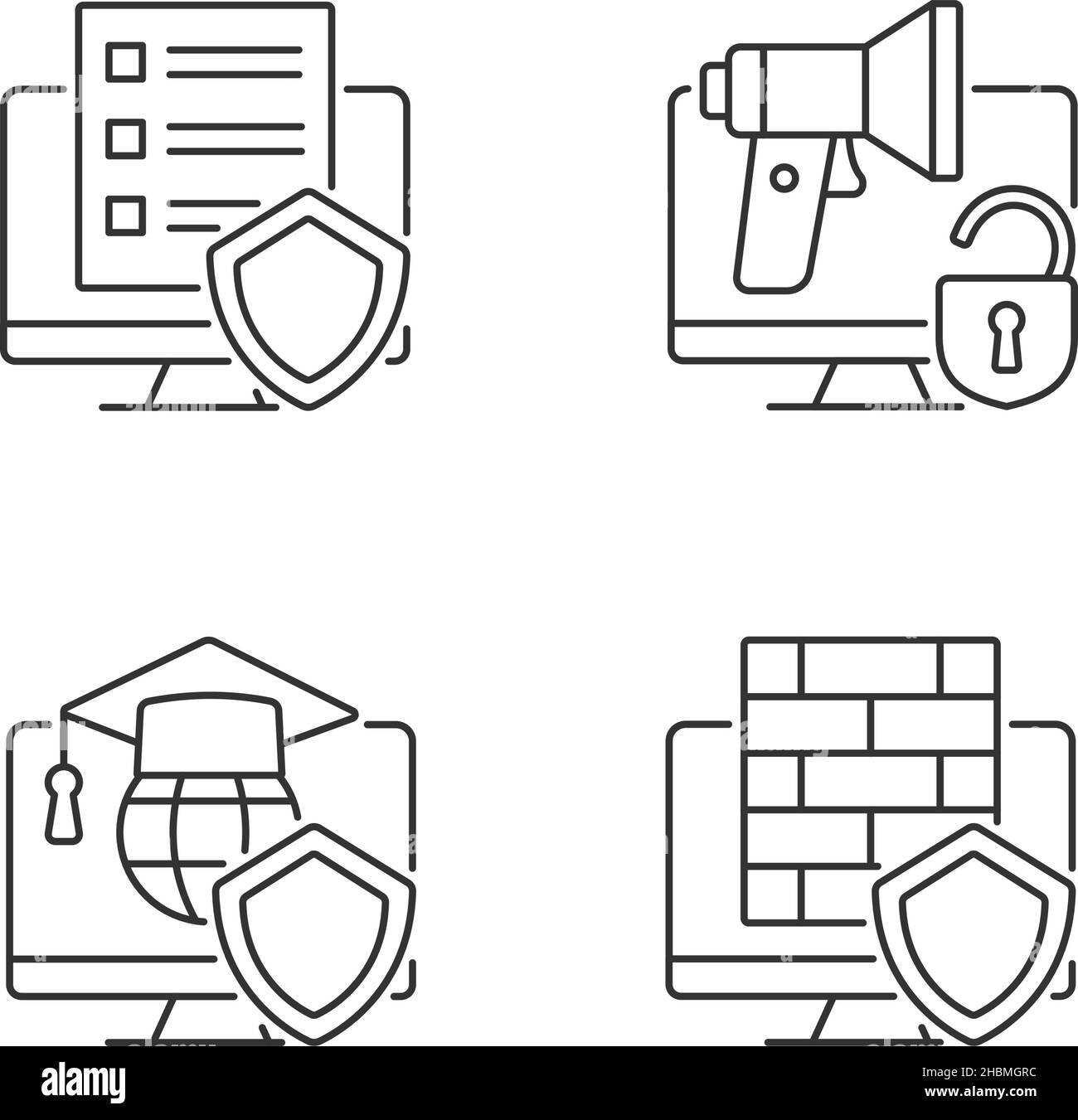 Protect private data linear icons set Stock Vector Image & Art - Alamy