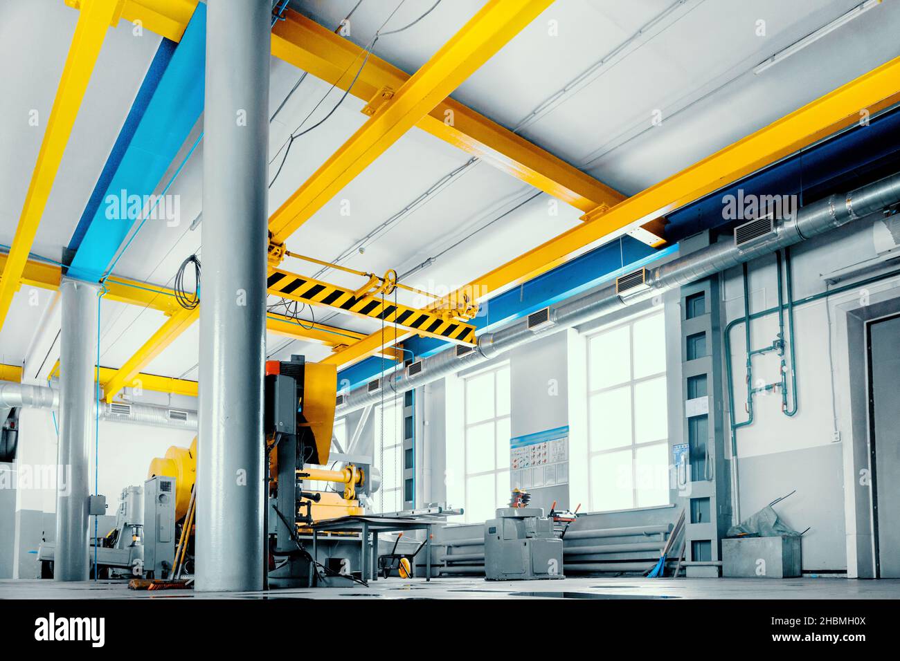 Empty production room with machines. Industrial background.Workplace ...