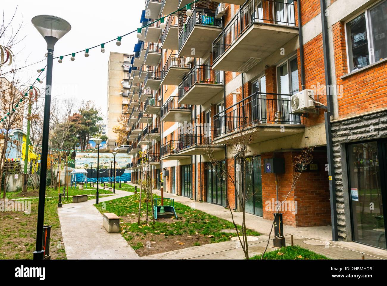 11th december, 2020. View to new modern houses in Saburtalo district ...