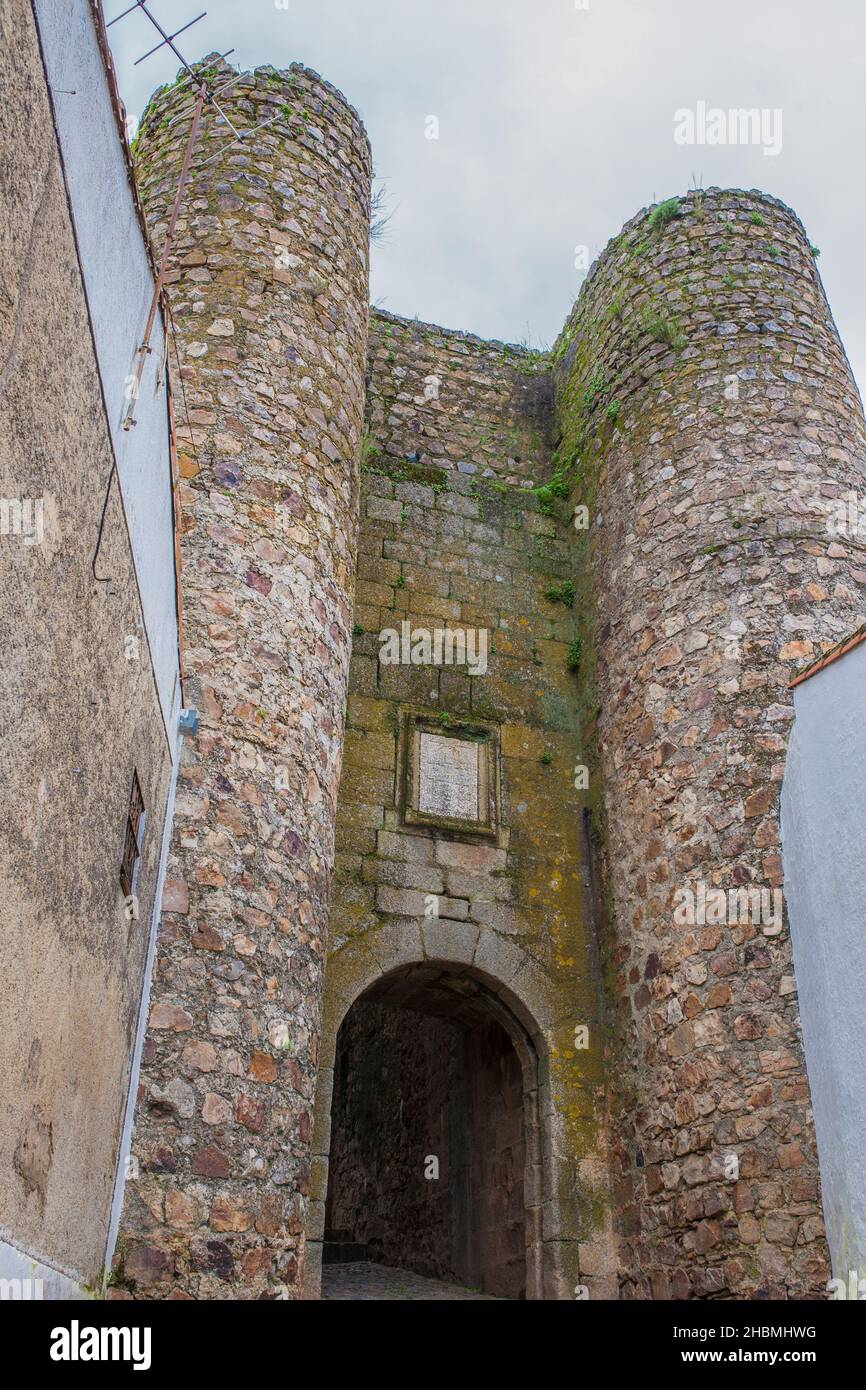 Valencia Gate of Alburquerque, Extremadura, Spain. Medieval Quarter ...