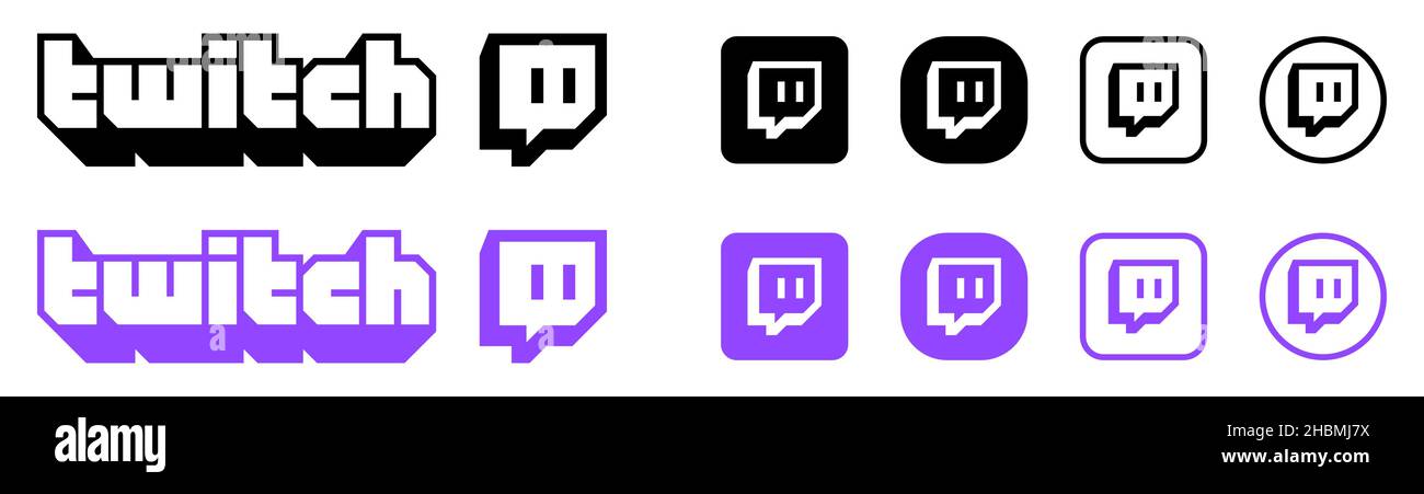 Vinnytsia, Ukraine - December 6, 2021: Twitch vector logo set. Editorial vector illustration ...
