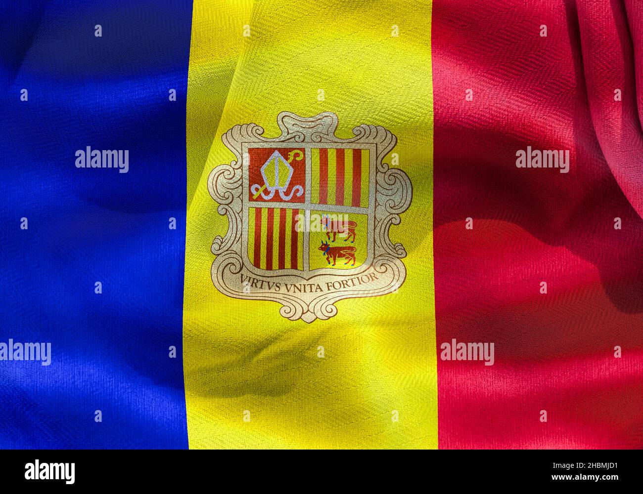An illustration of the realistic waving Andorra flag Stock Photo - Alamy