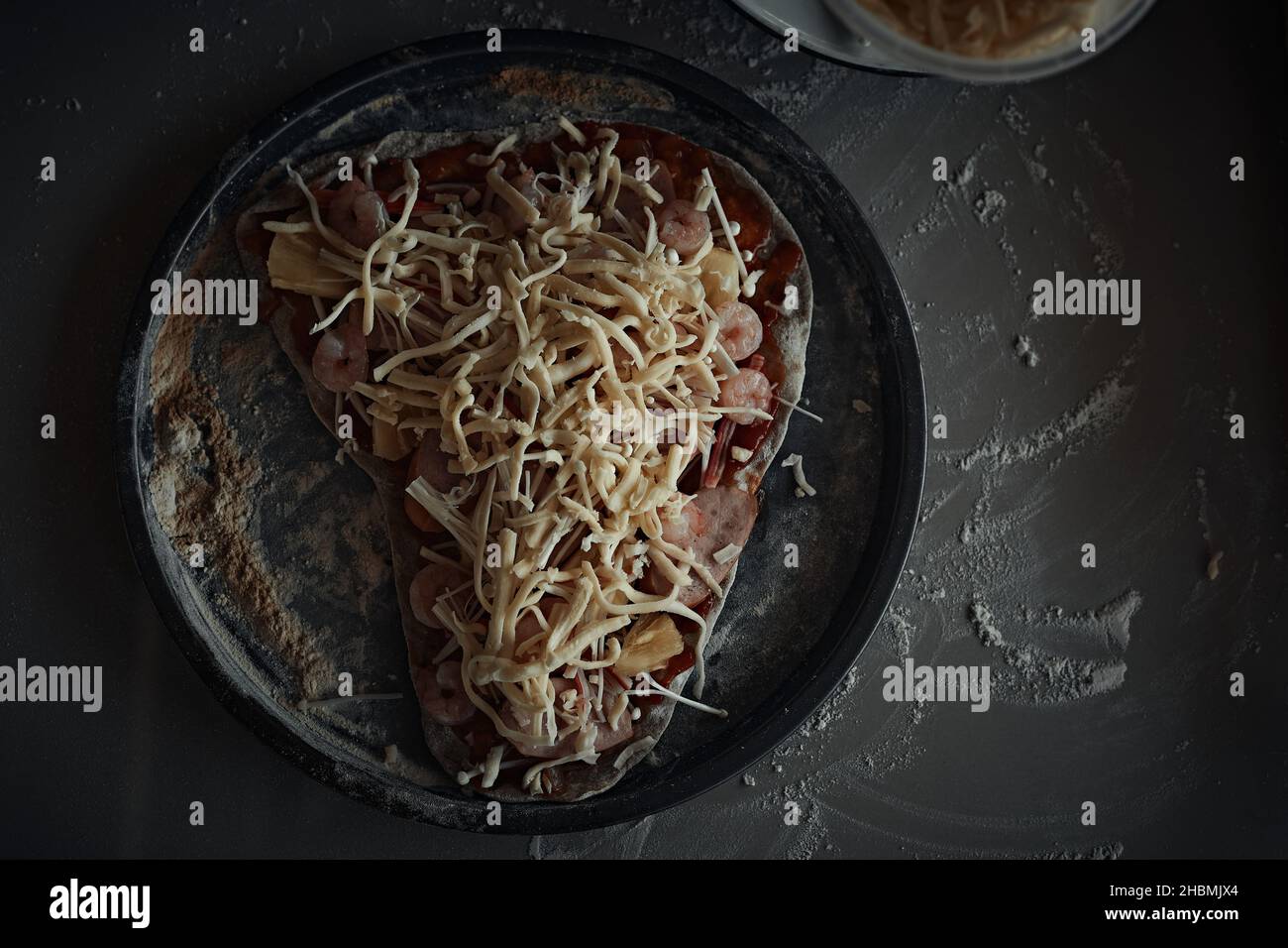 Homemade pizza with Fresh Mozzarella topping Stock Photo - Alamy