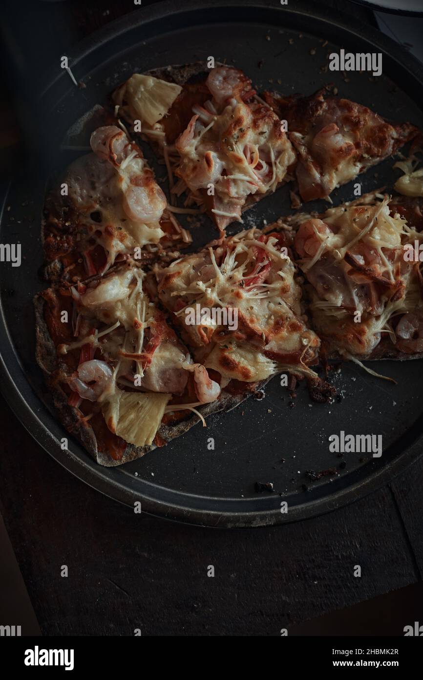 Homemade pizza with Fresh Mozzarella topping Stock Photo - Alamy