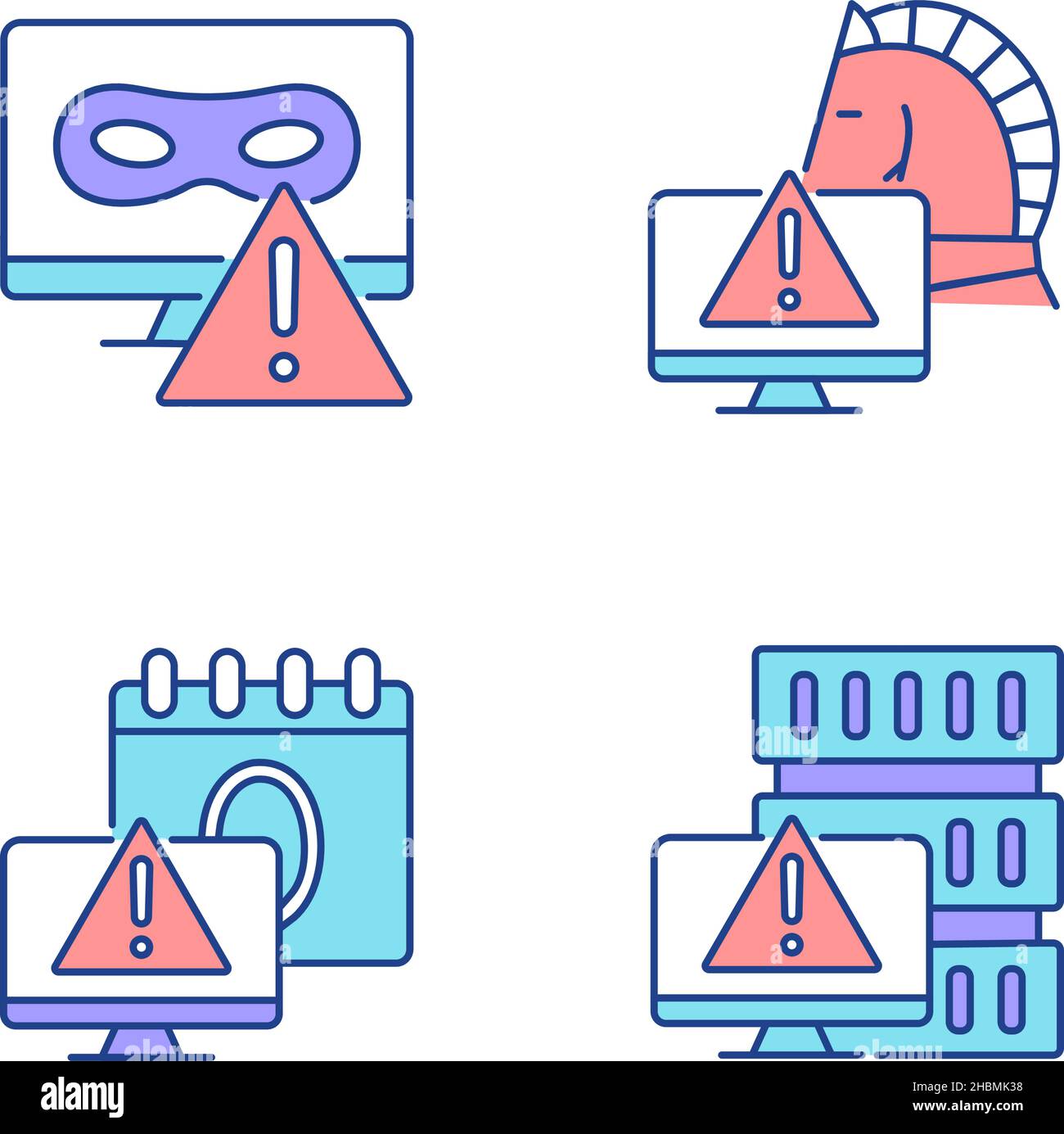 Computer system attacks RGB color icons set Stock Vector Image & Art - Alamy