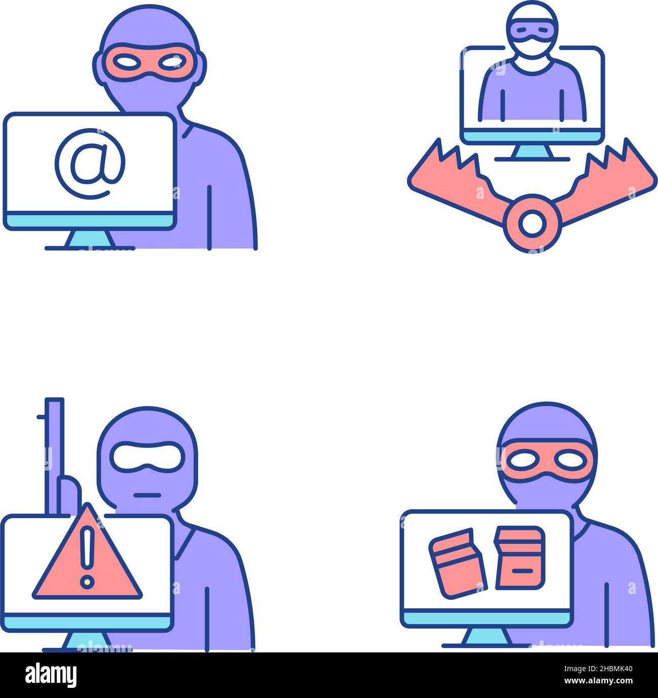 Cyber attacker RGB color icons set Stock Vector Image & Art - Alamy