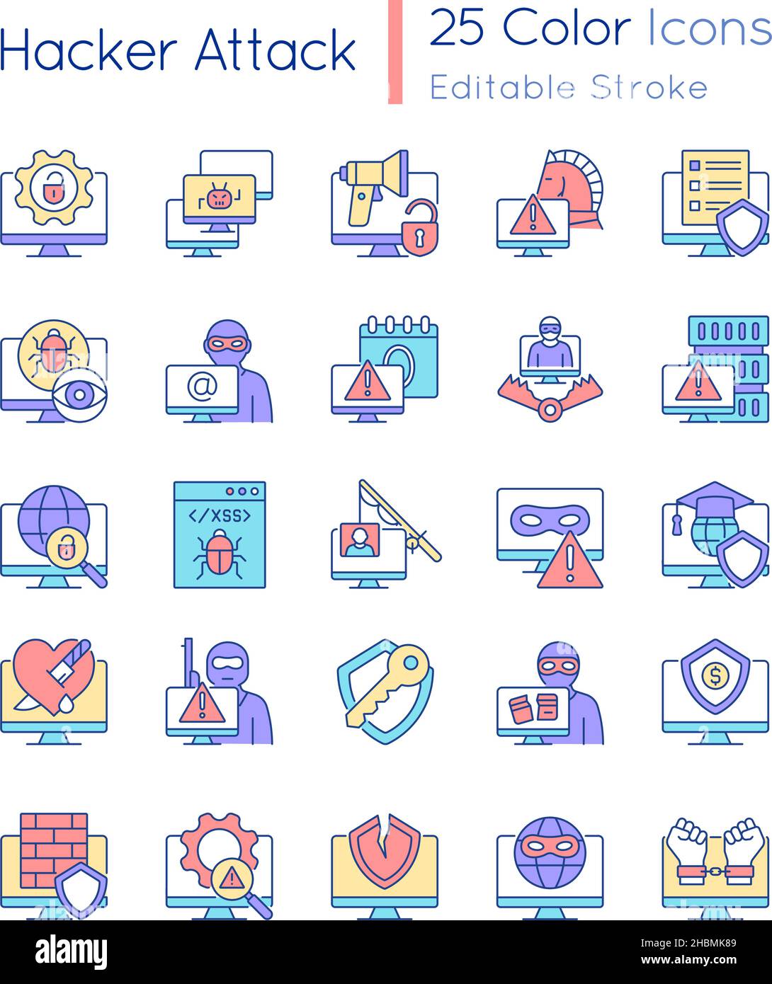 Hacker cyber attack icons concept Stock Vector Images - Alamy