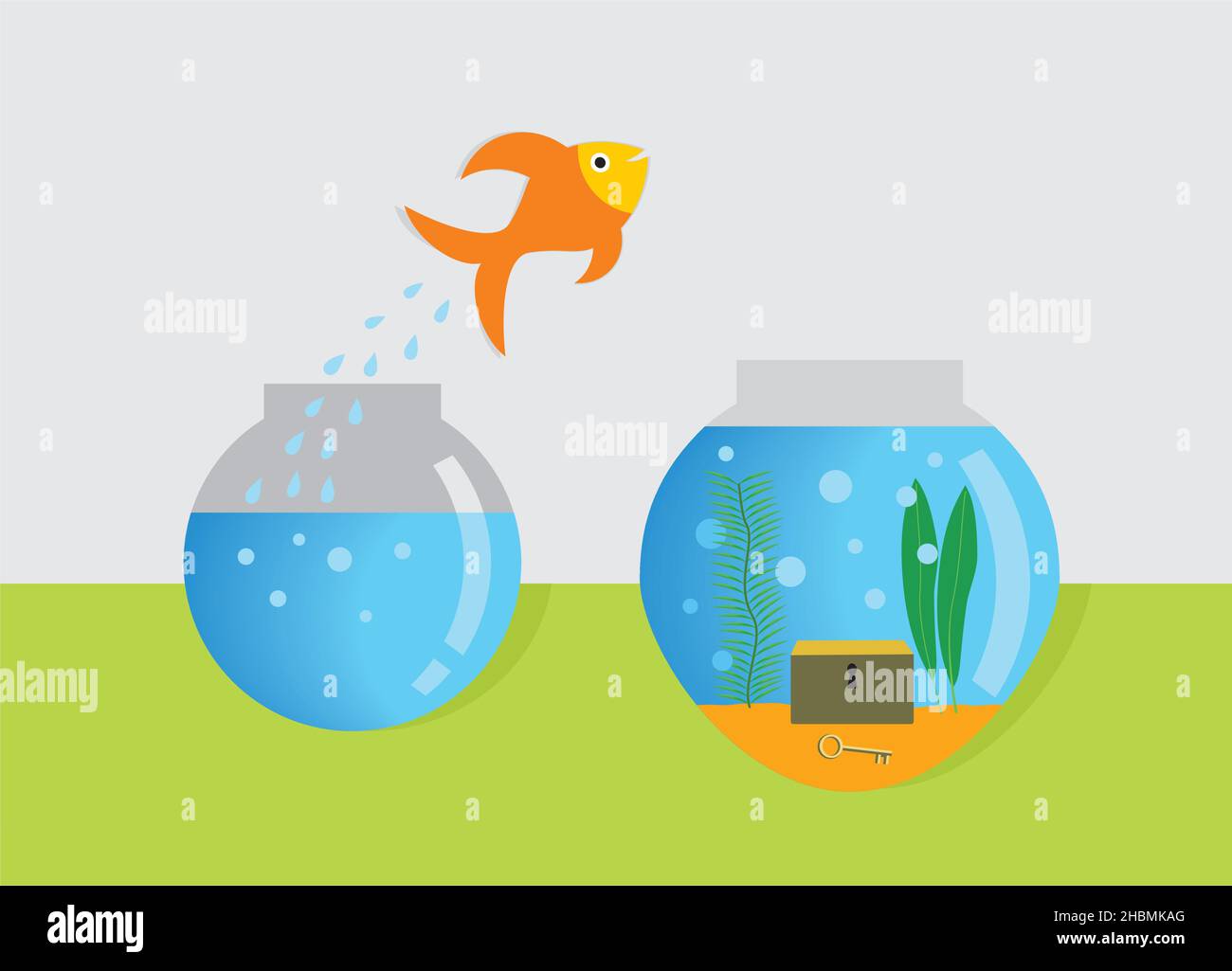 Gold fish jumping to better life. Vector illustration. EPS10 Stock ...