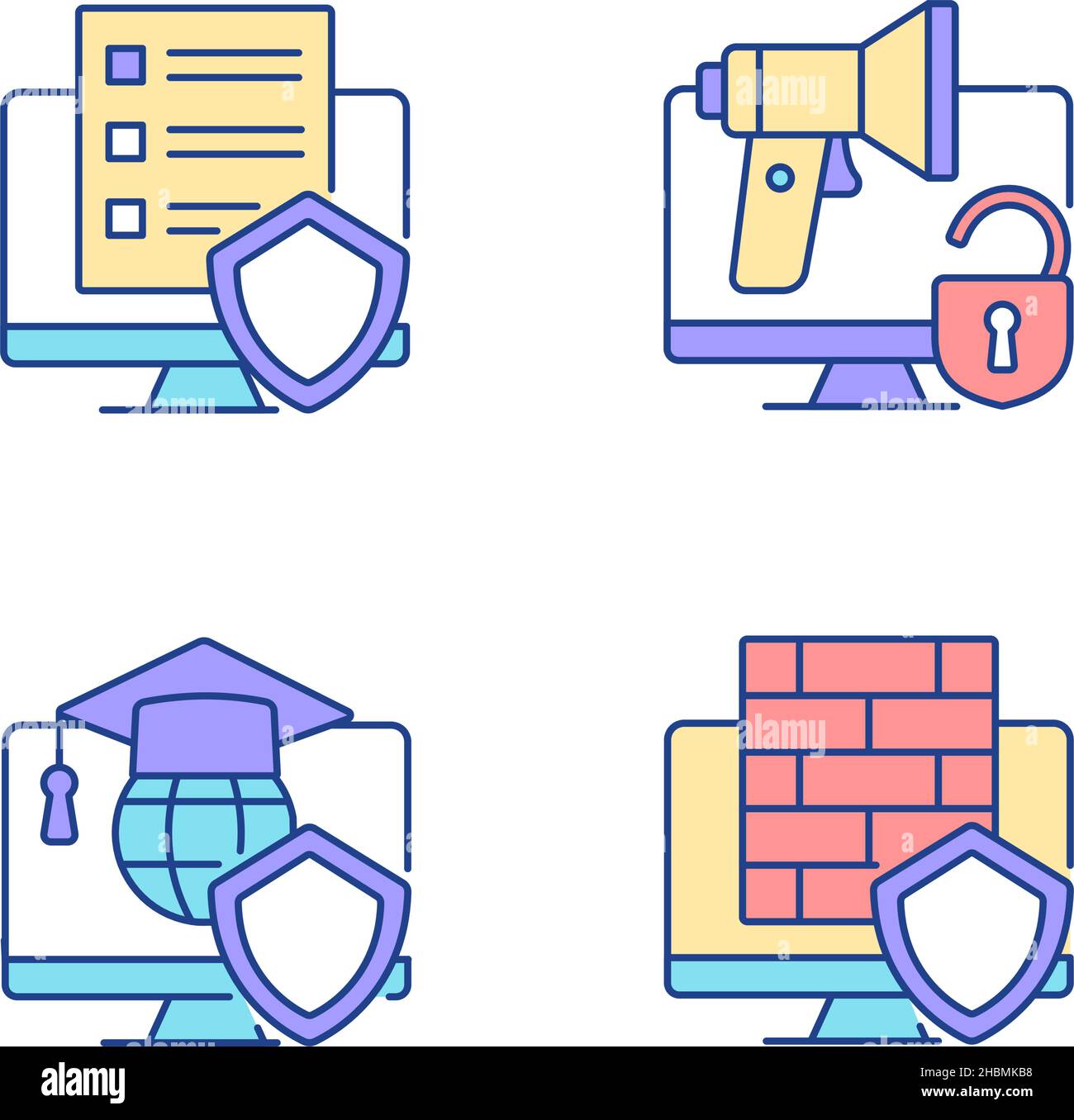 Protect private data RGB color icons set Stock Vector Image & Art - Alamy