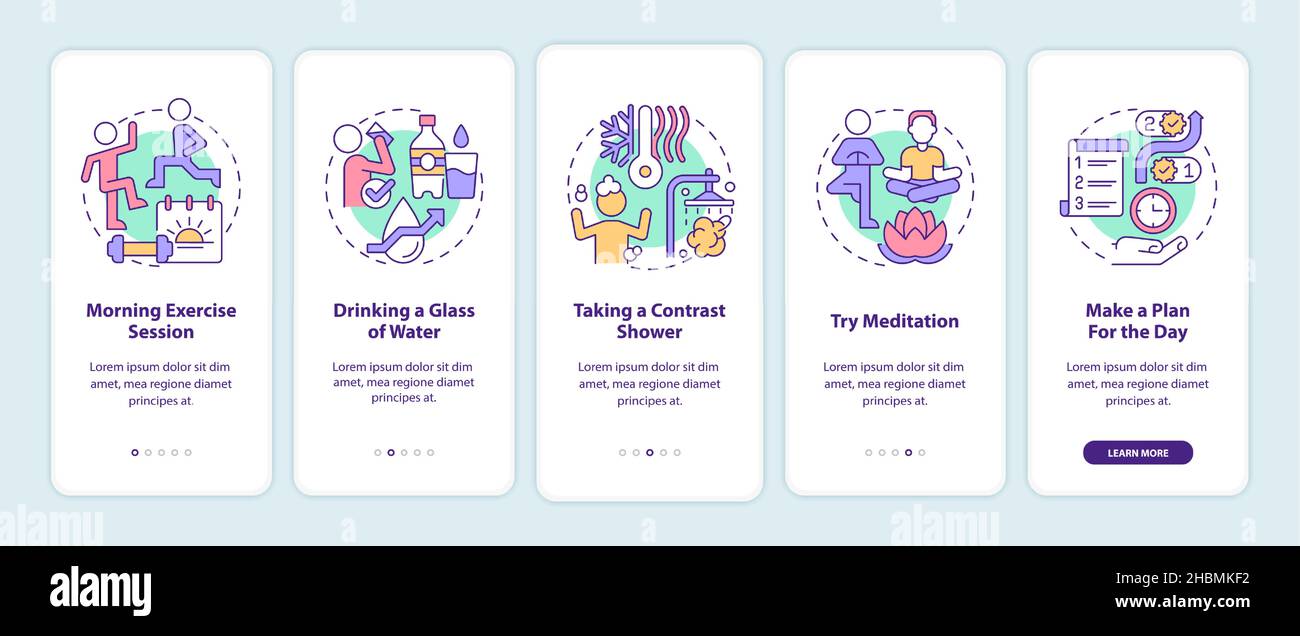 Daily routine onboarding mobile app screen Stock Vector Image & Art - Alamy