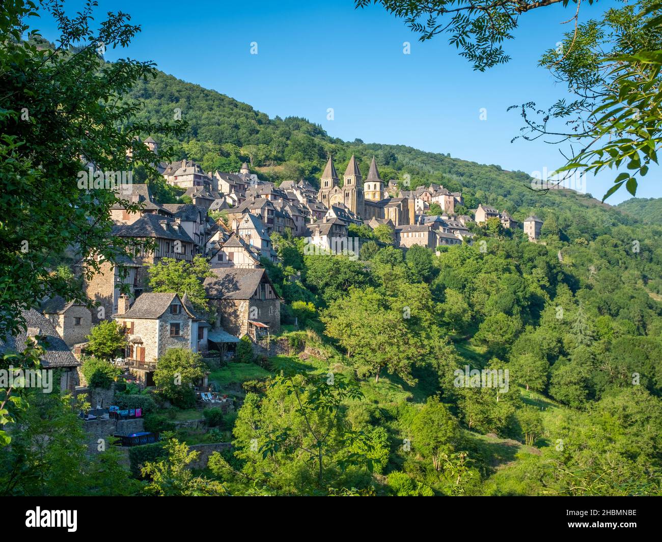 A general view of the french medieval town of Conques on the Way of St ...