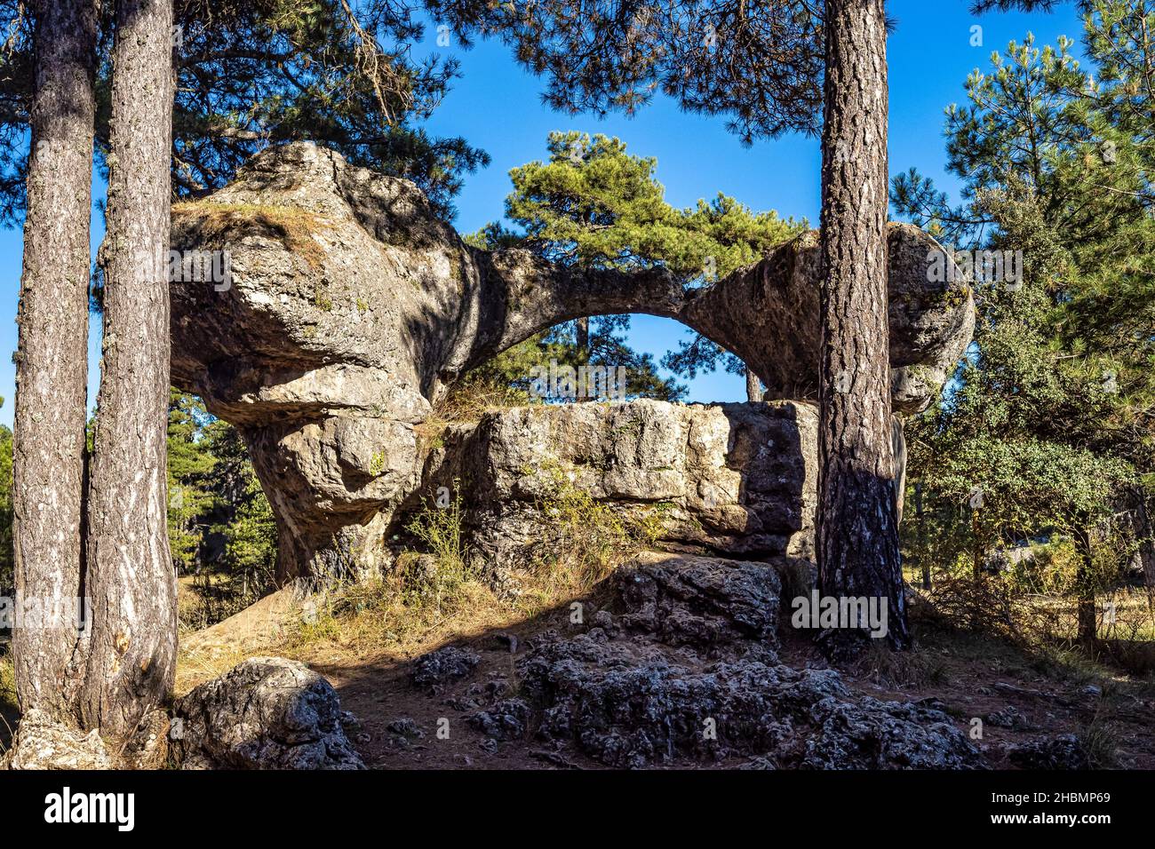 Unique rock formations in La Ciudad Encantada or Enchanted City natural ...