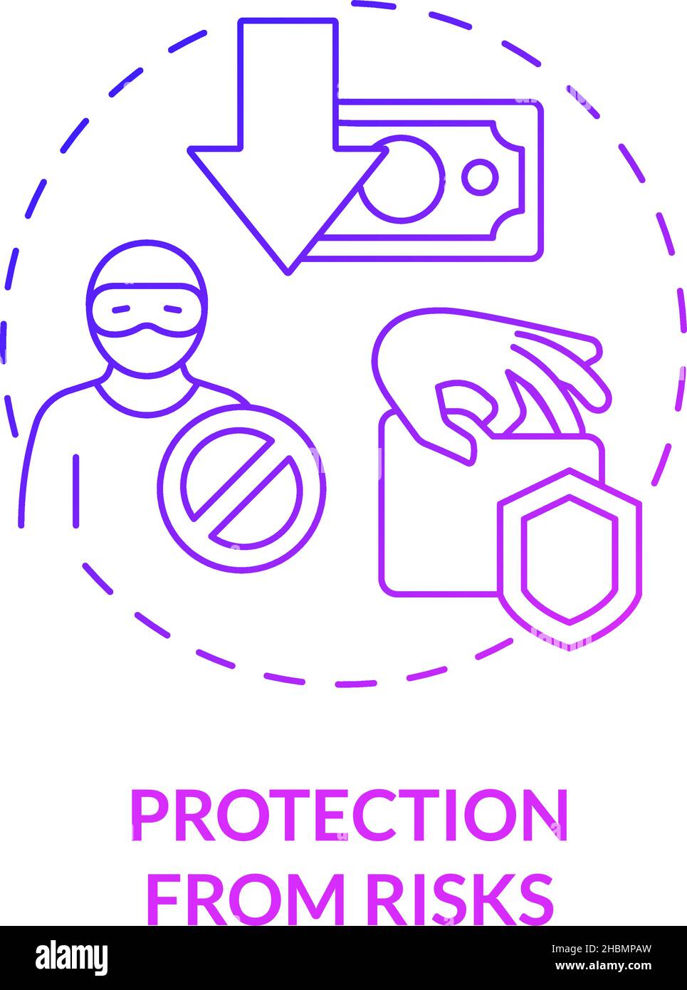 Protection from risks purple gradient concept icon Stock Vector Image ...