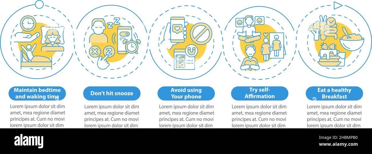 Tips for building morning routine circle infographic template Stock ...