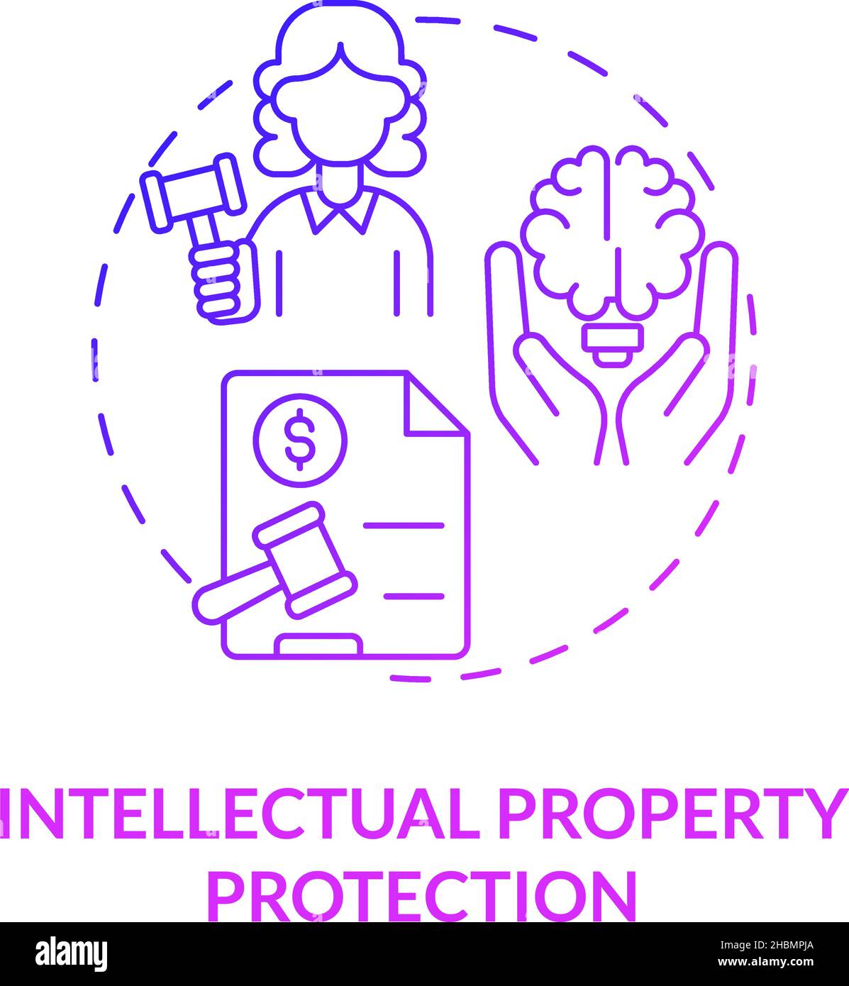 Intellectual property protection purple gradient concept icon Stock ...