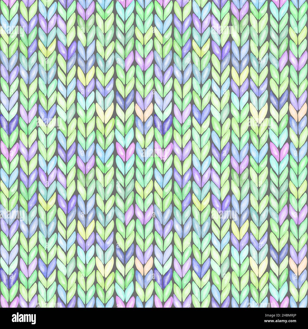 Multicolor realistic knitted seamless pattern. Watercolor hand paint ...