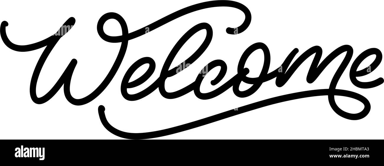 'welcome' hand lettering, vector calligraphy text greeting Stock Vector ...