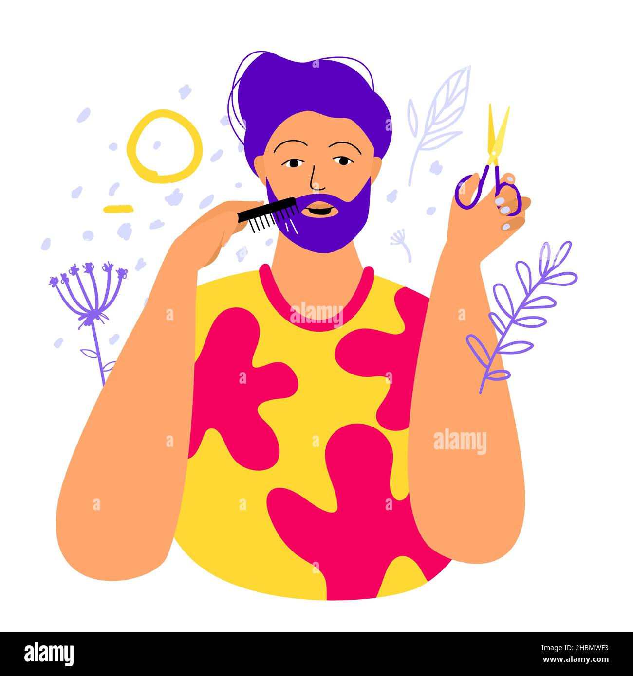 Man grooming beard scissors Stock Vector Images - Alamy