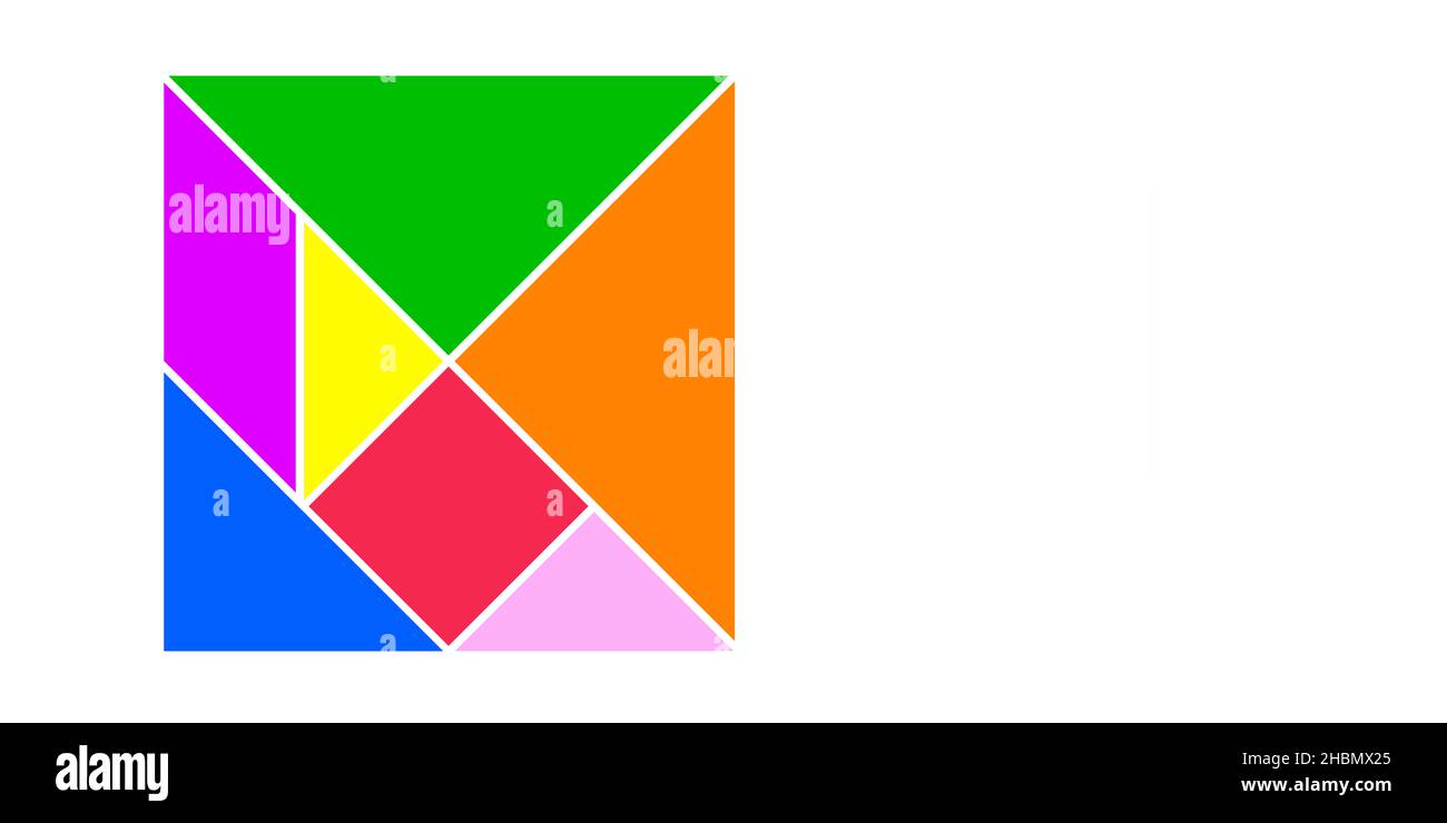 Classic colorful tangram as an illustration against a white background ...