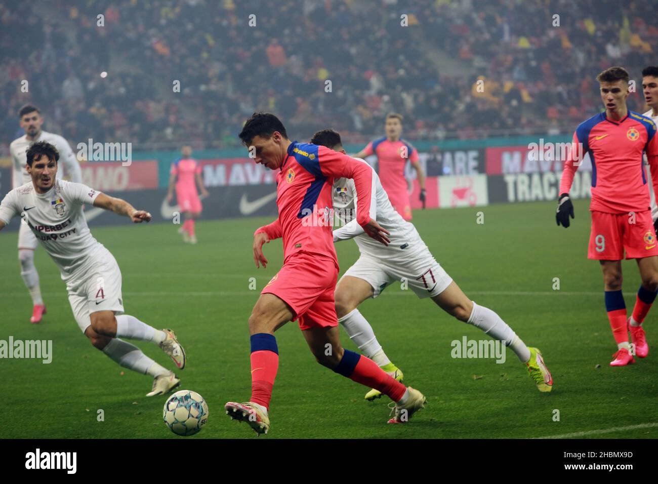 BUCHAREST, ROMANIA - December 15, 2021: Football match between FCSB and ...