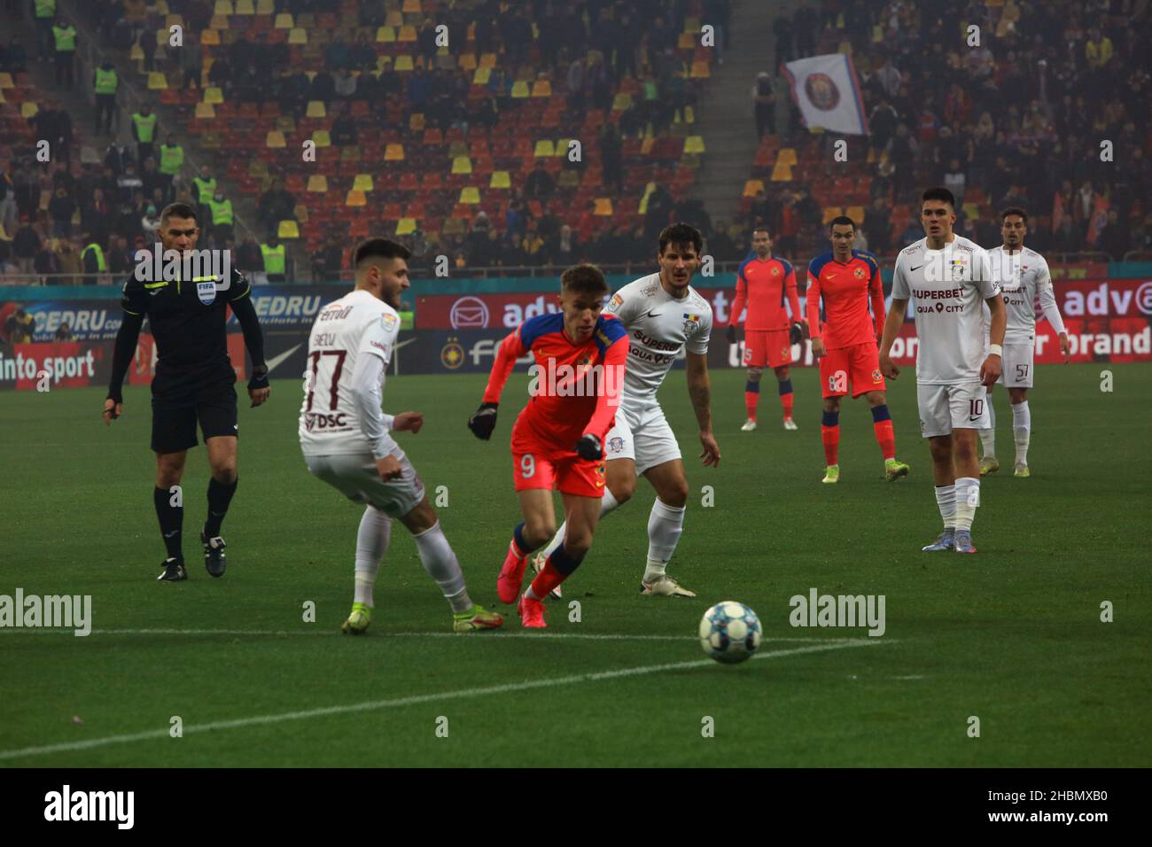 BUCHAREST, ROMANIA - December 15, 2021: Football match between FCSB and ...