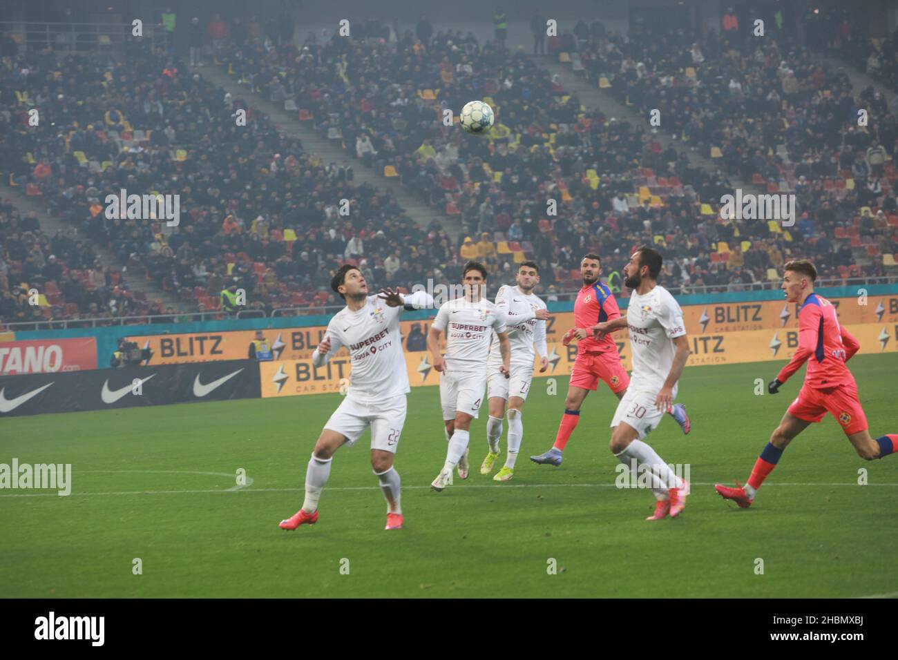 BUCHAREST, ROMANIA - December 15, 2021: Football match between FCSB and ...