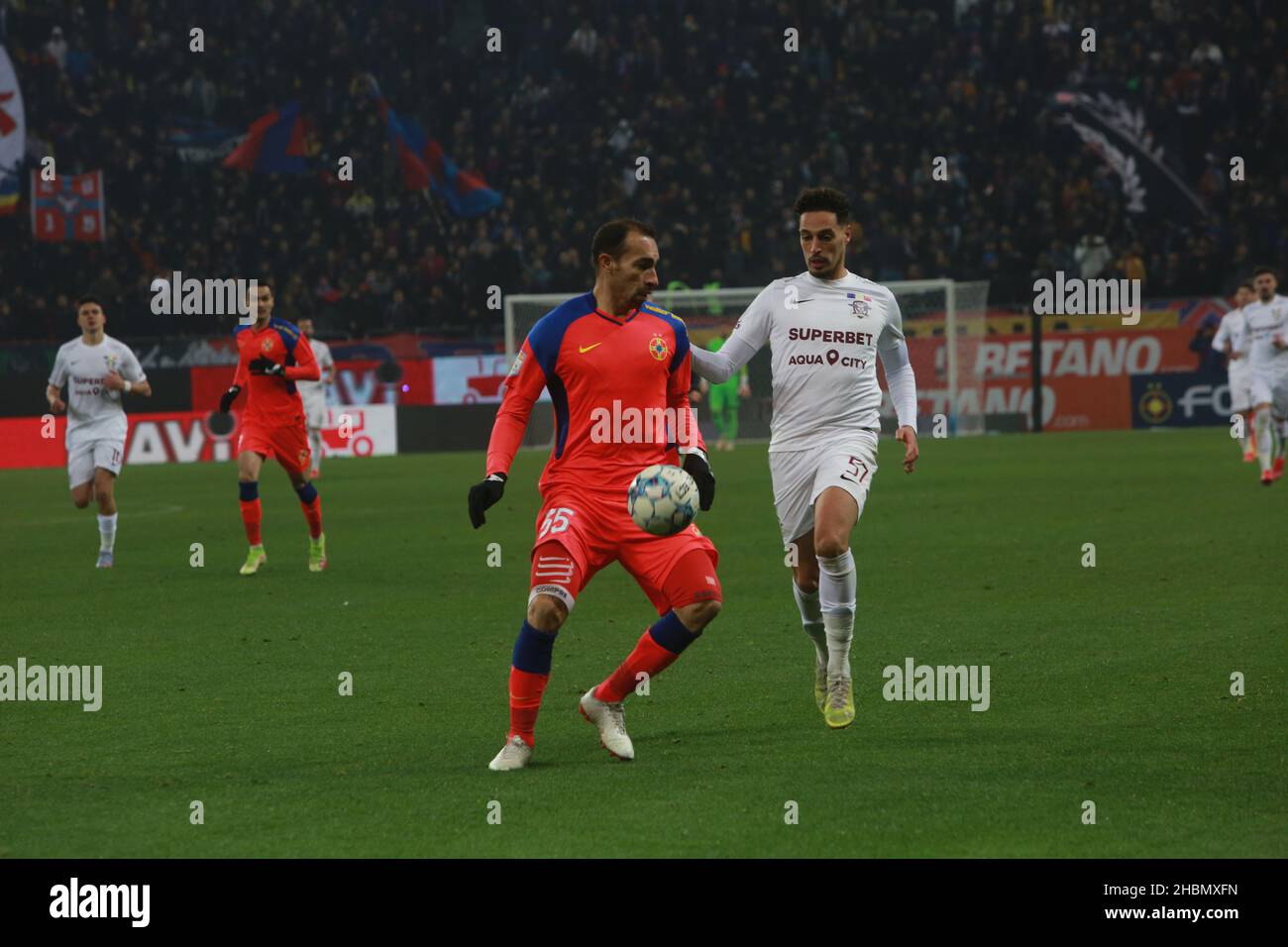BUCHAREST, ROMANIA - December 15, 2021: Football match between FCSB and ...