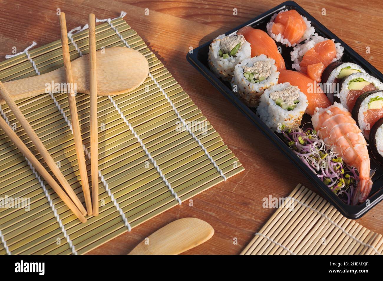 Set of Sushi, original style Japanese food pack at market Stock Photo ...