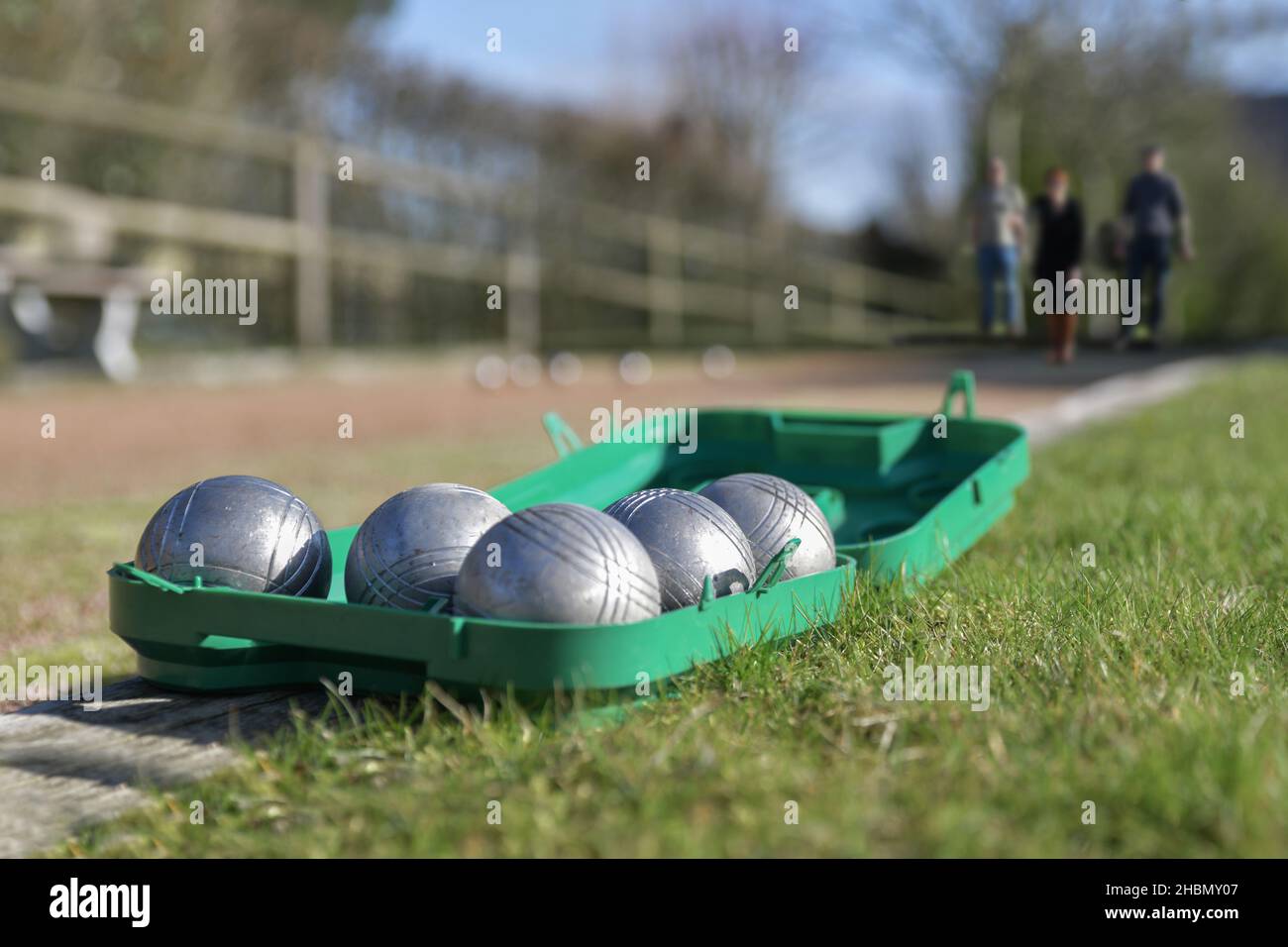 Petanque game play grass ball balls competition hi-res stock ...