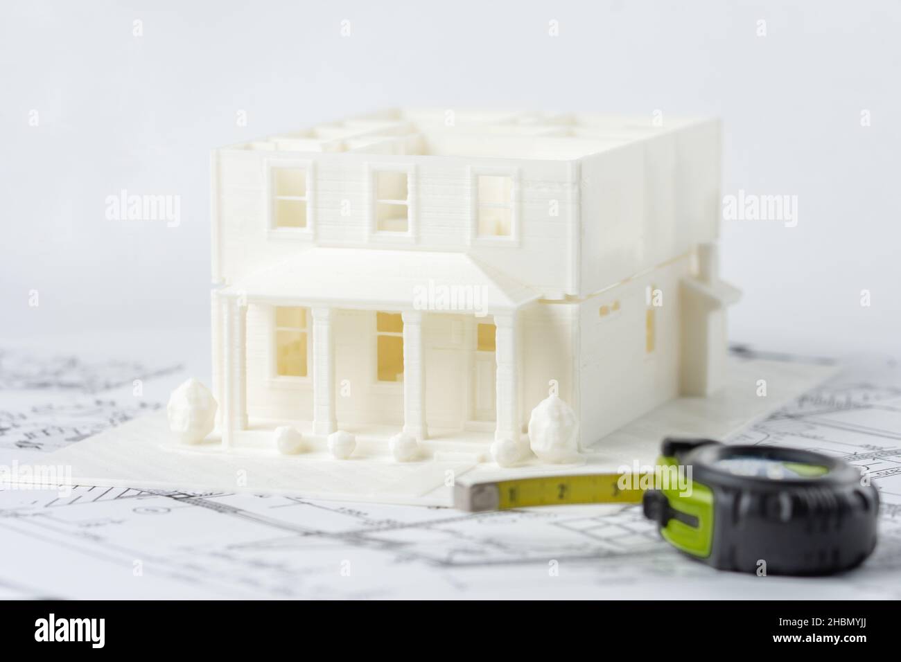 3D model of the family house without roof printed on a 3D printer and ...