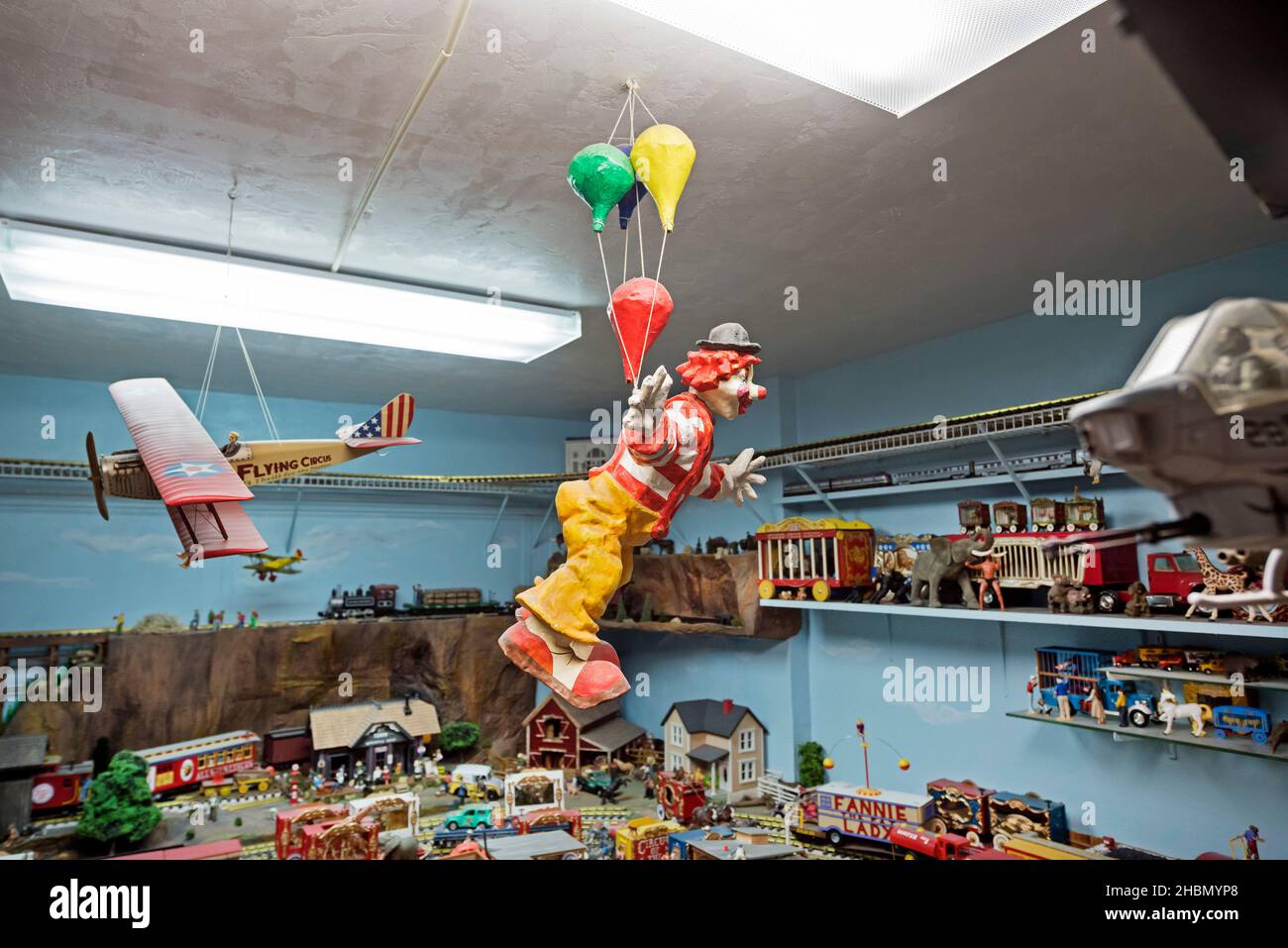 Miniature circus collection fills a garage Stock Photo - Alamy
