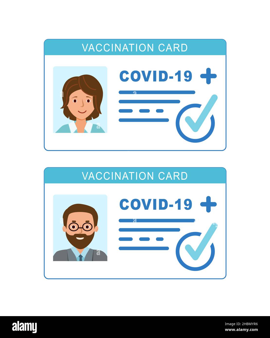 Vaccine passport. Personal vaccination card for men and women ...