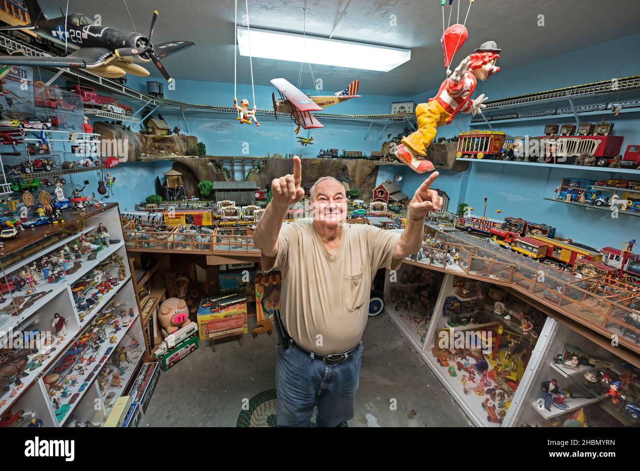Miniature circus collection fills a garage Stock Photo - Alamy