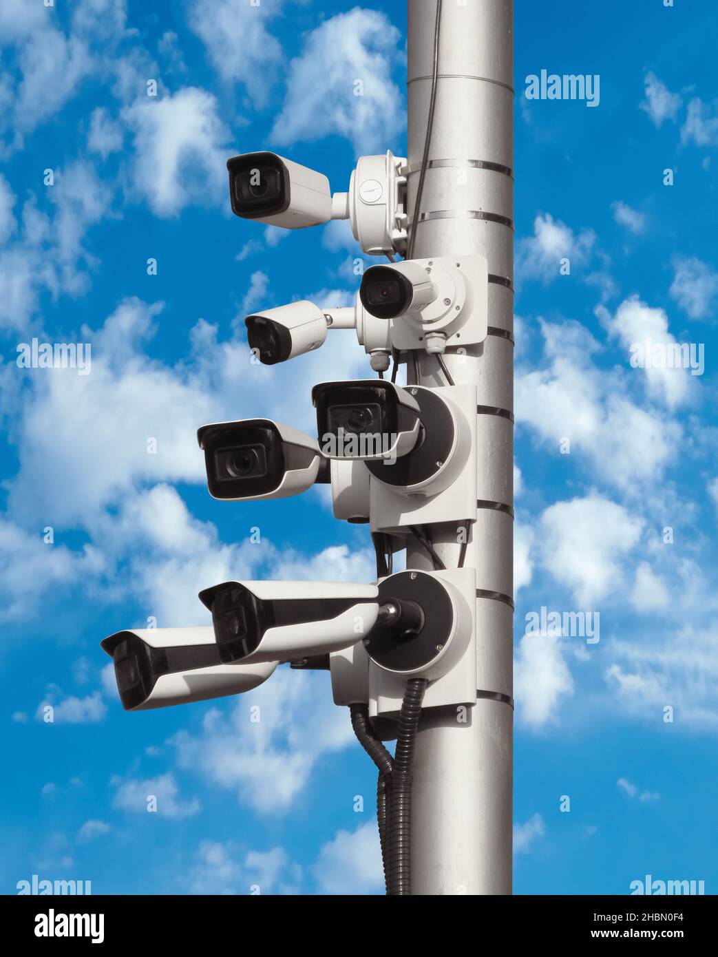 Traffic cameras monitoring the movement of vehicles. Clipping path ...